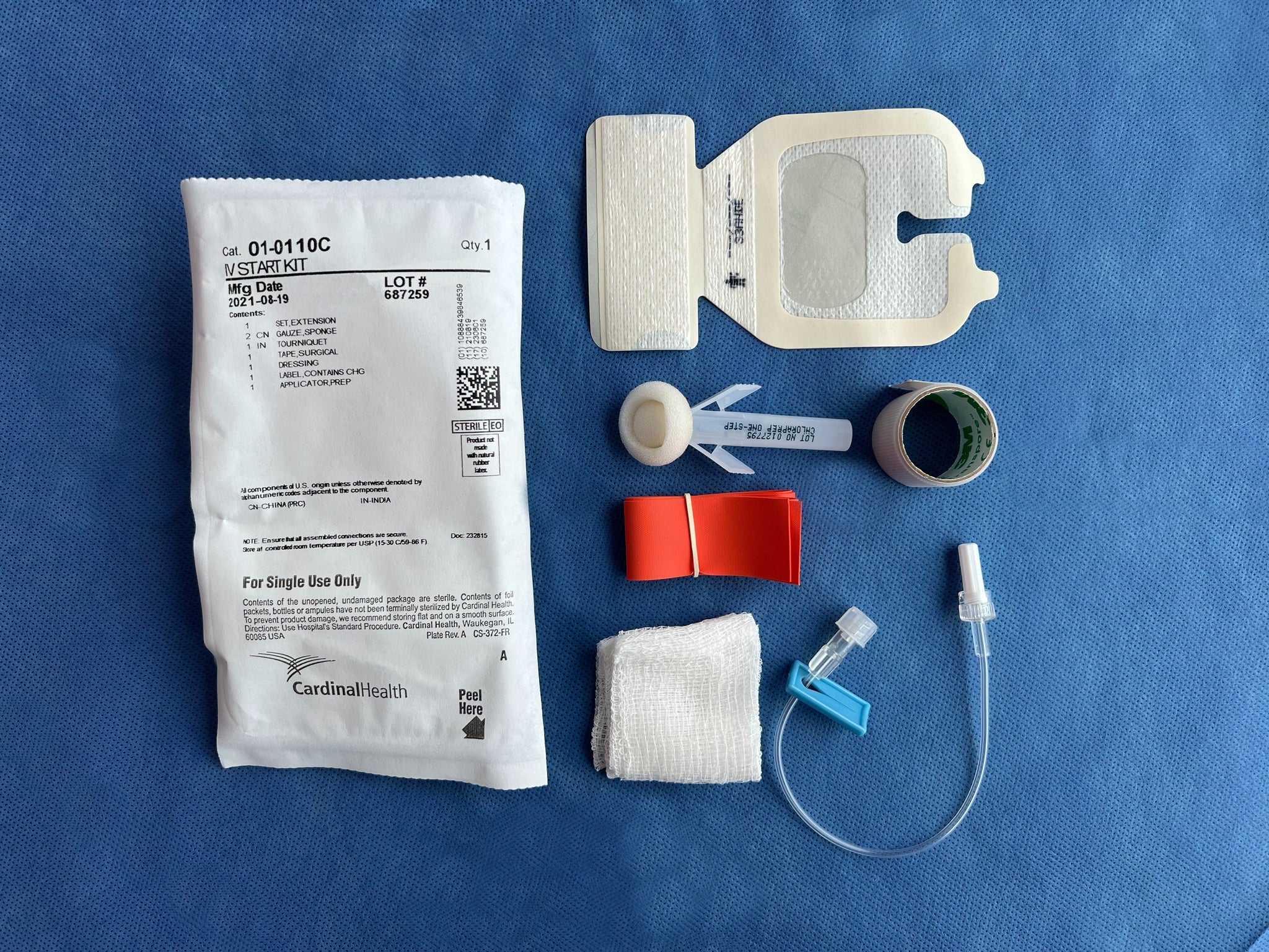 IV Start Kit with Extension Set, Tegaderm Dressing, and ChloraPrep – IV ...